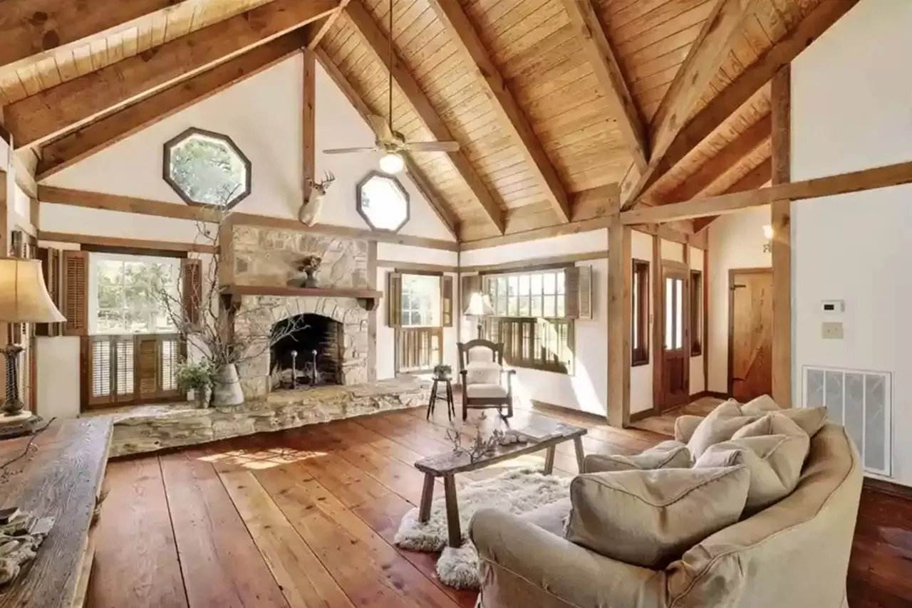 A giant cabin for sale north of San Antonio is made out of reclaimed ...
